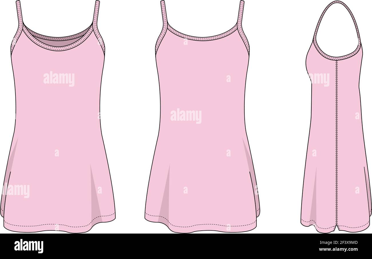 Woman long camisole dress template vector illustration Stock Vector ...