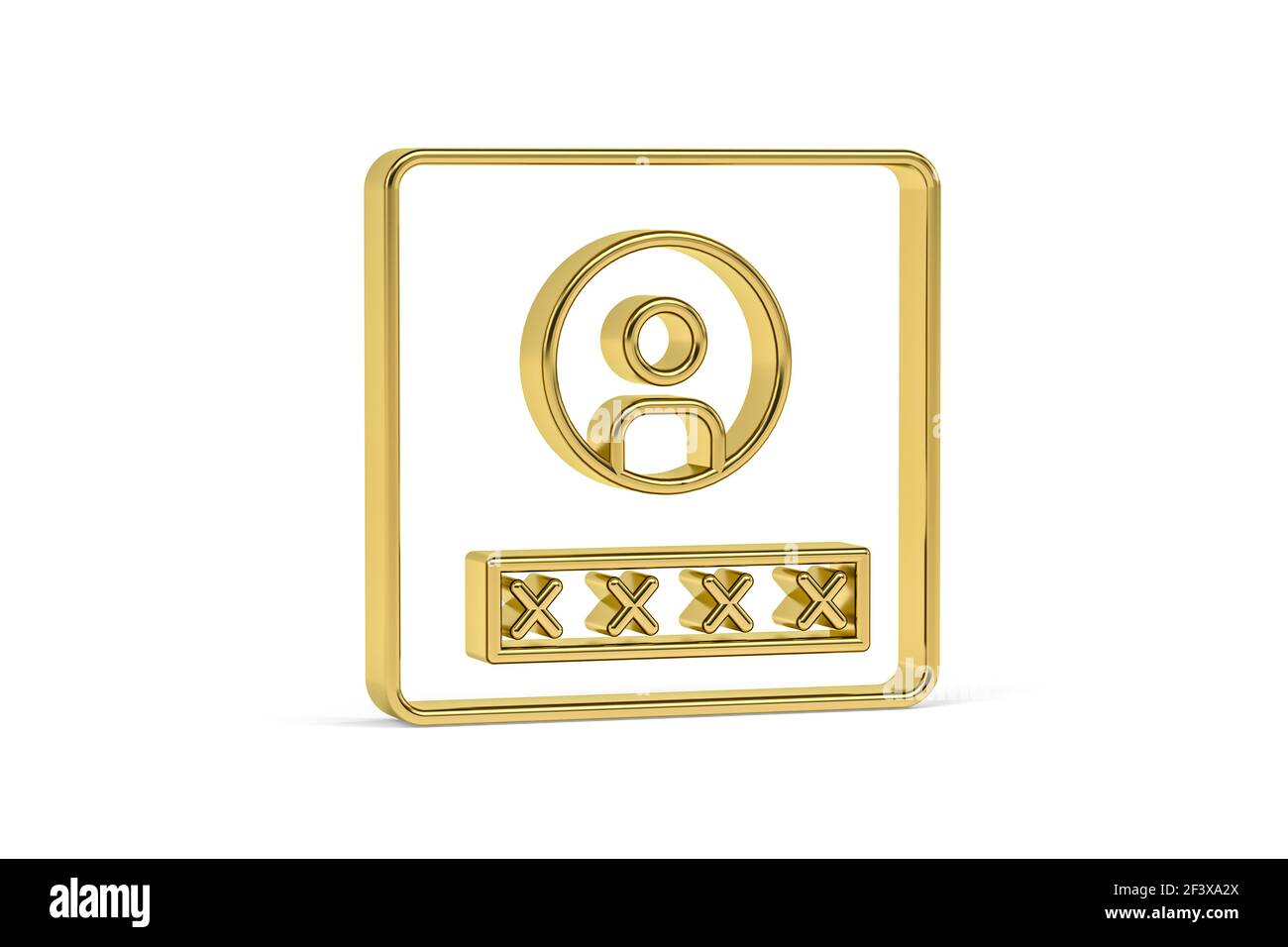 Golden 3d profile password icon isolated on white background - 3D ...