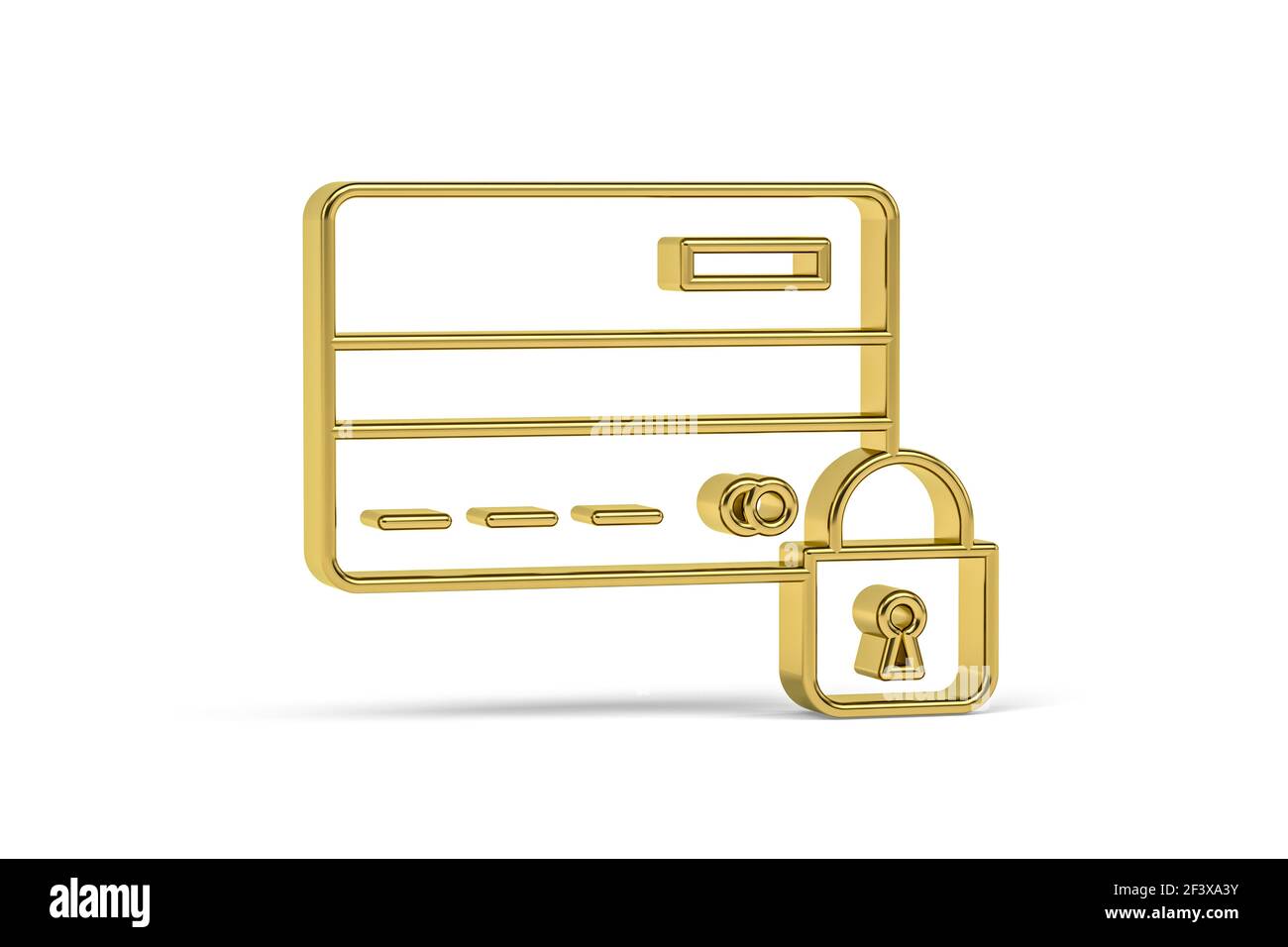 Golden 3d credit card icon isolated on white background - 3D render ...