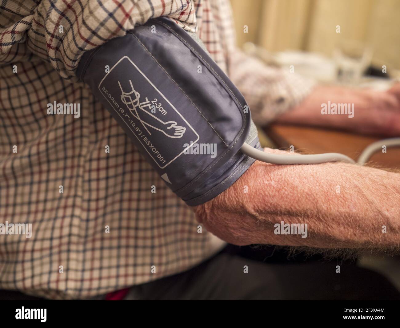 Older man checking blood pressure at home Stock Photo - Alamy