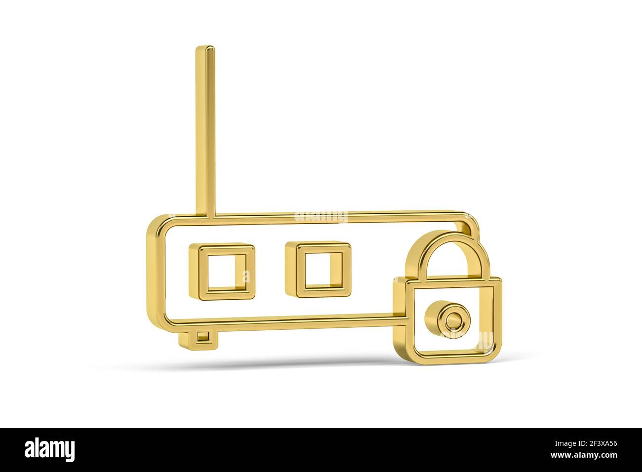 Golden 3d wifi router icon isolated on white background - 3D render ...