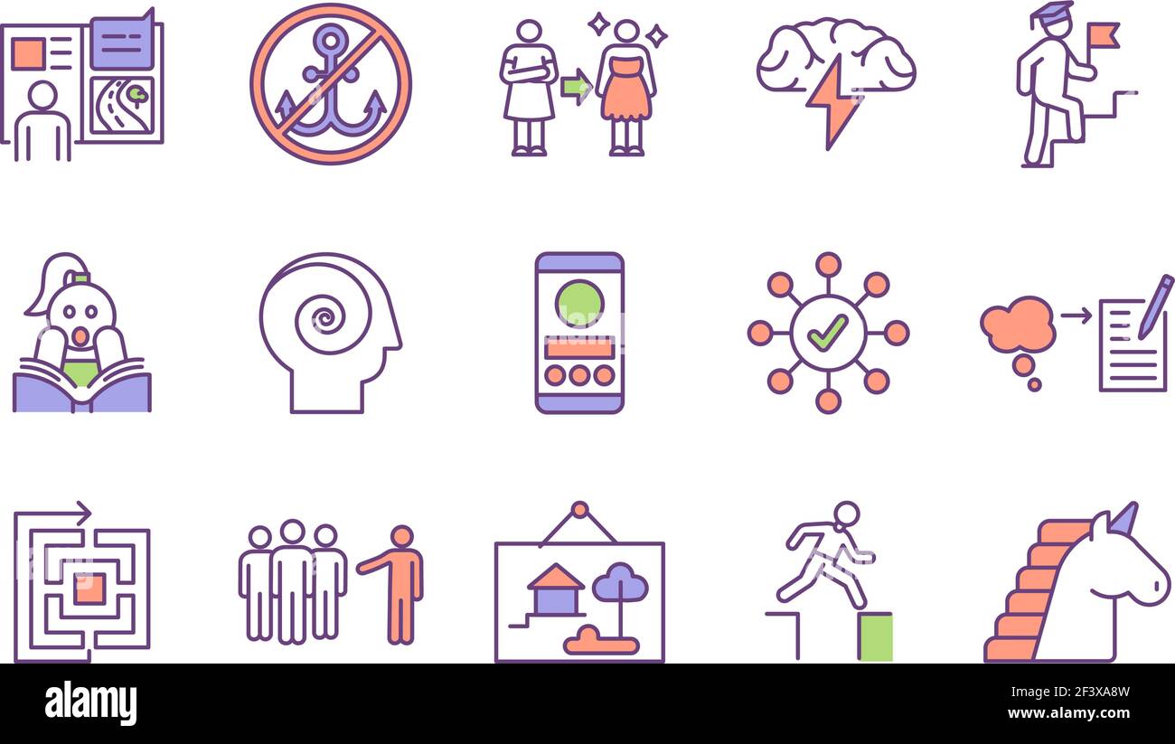 Thinking and creativity RGB color icons set Stock Vector Image & Art ...