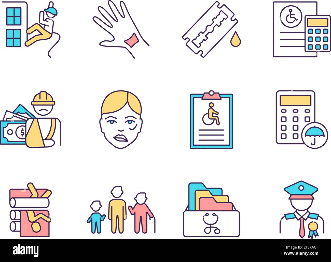 Disability insurance RGB color icons set Stock Vector Image & Art - Alamy