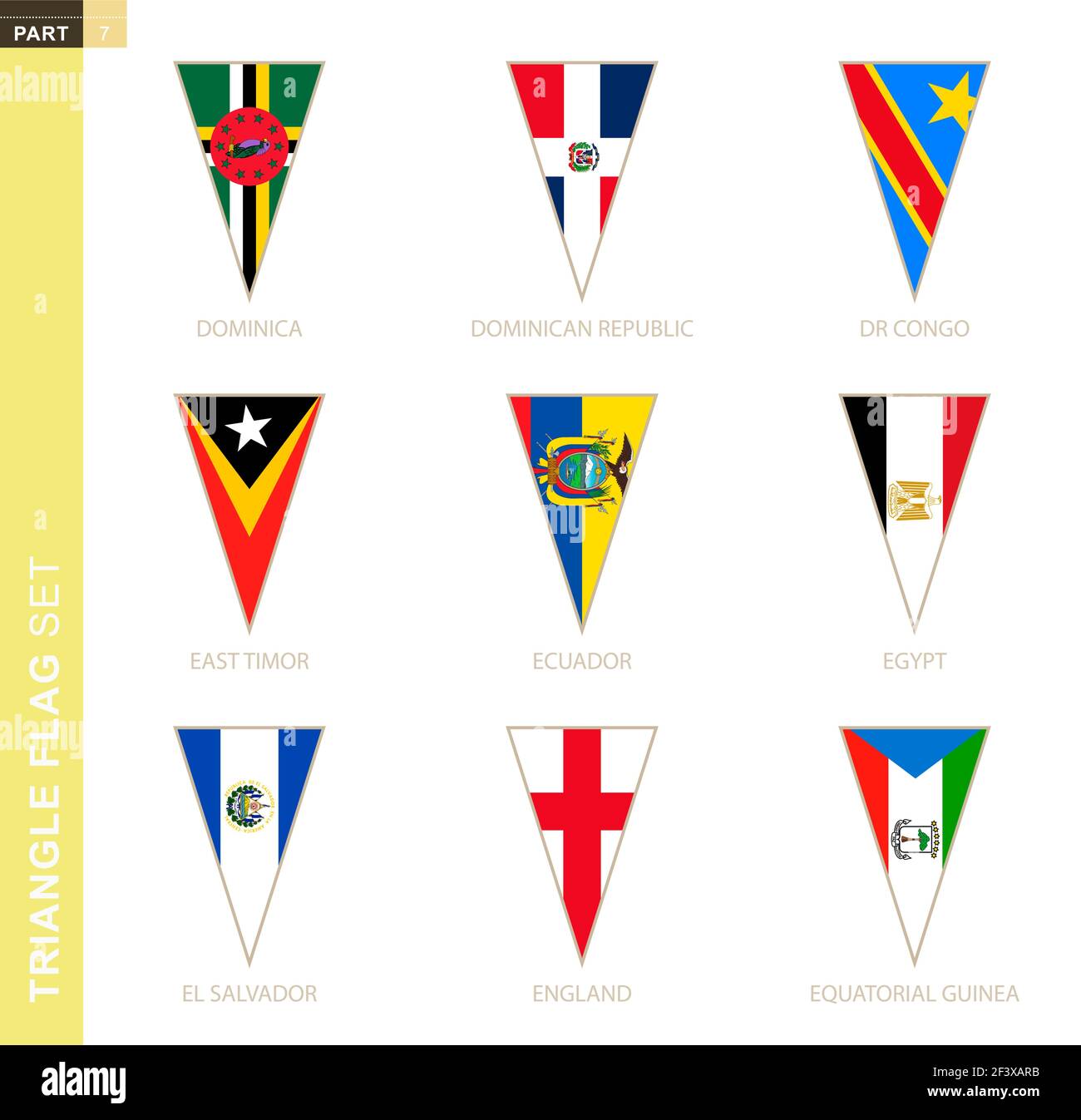 Triangle flag set, stylized country flags of Dominica, Dominican ...