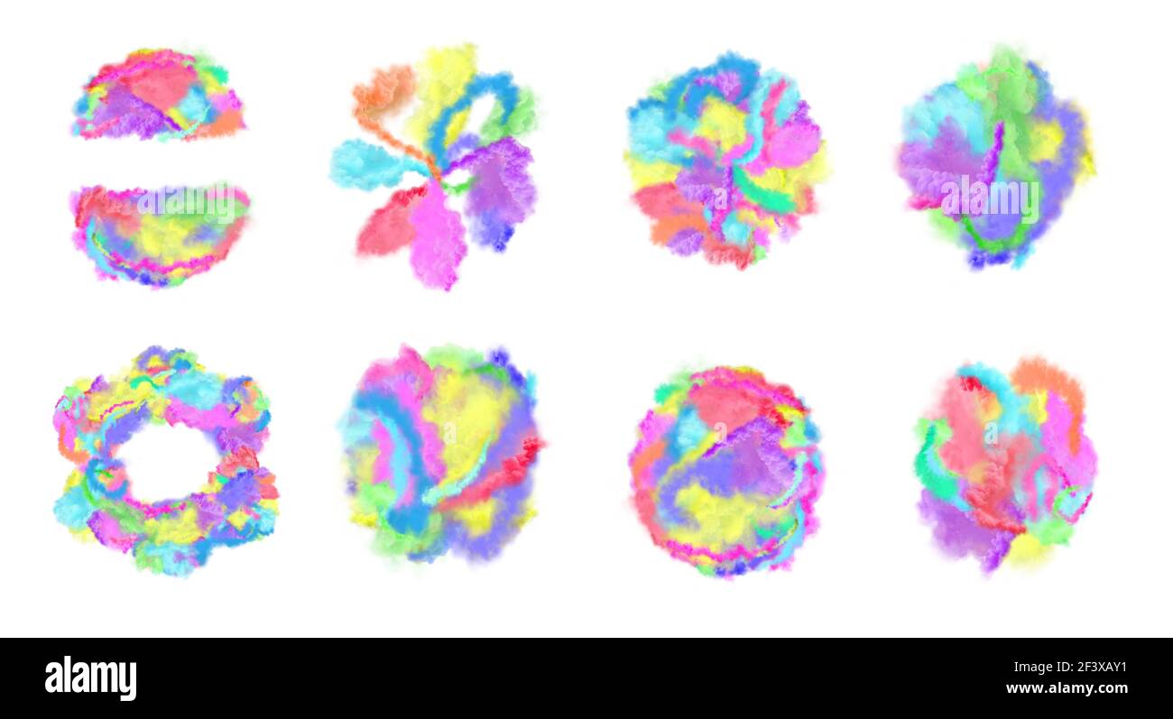 Fire smoke design isolated on white. Multicolor smoke isolated ...