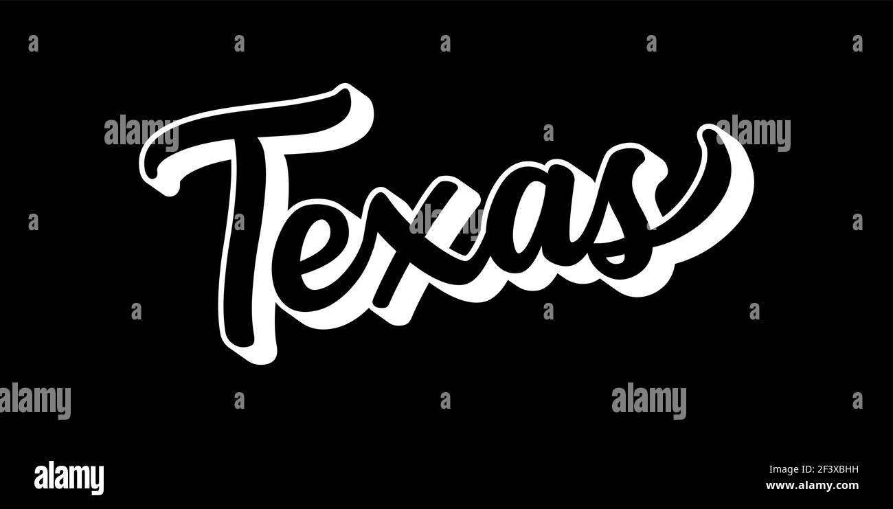 Hand sketched TEXAS text. 3D vintage, retro lettering for poster ...