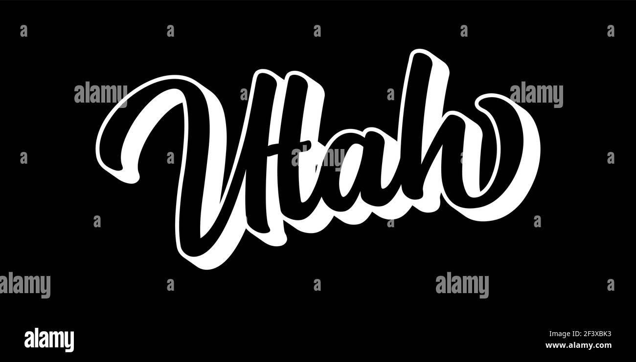 Hand sketched UTAH text. 3D vintage, retro lettering for poster ...