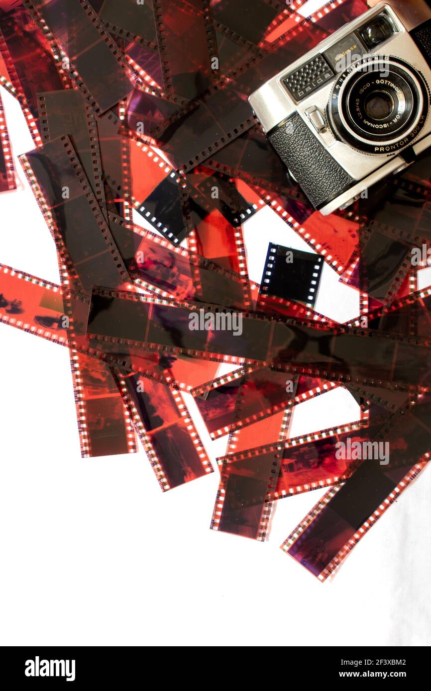 vintage analog camera on film photography background Stock Photo - Alamy