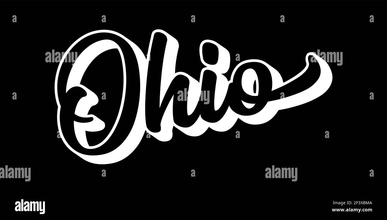 Hand sketched OHIO text. 3D vintage, retro lettering for poster ...