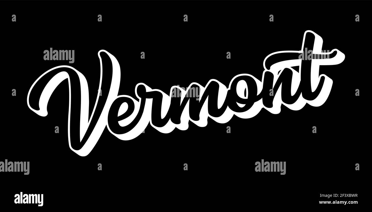 Hand sketched VERMONT text. 3D vintage, retro lettering for poster ...