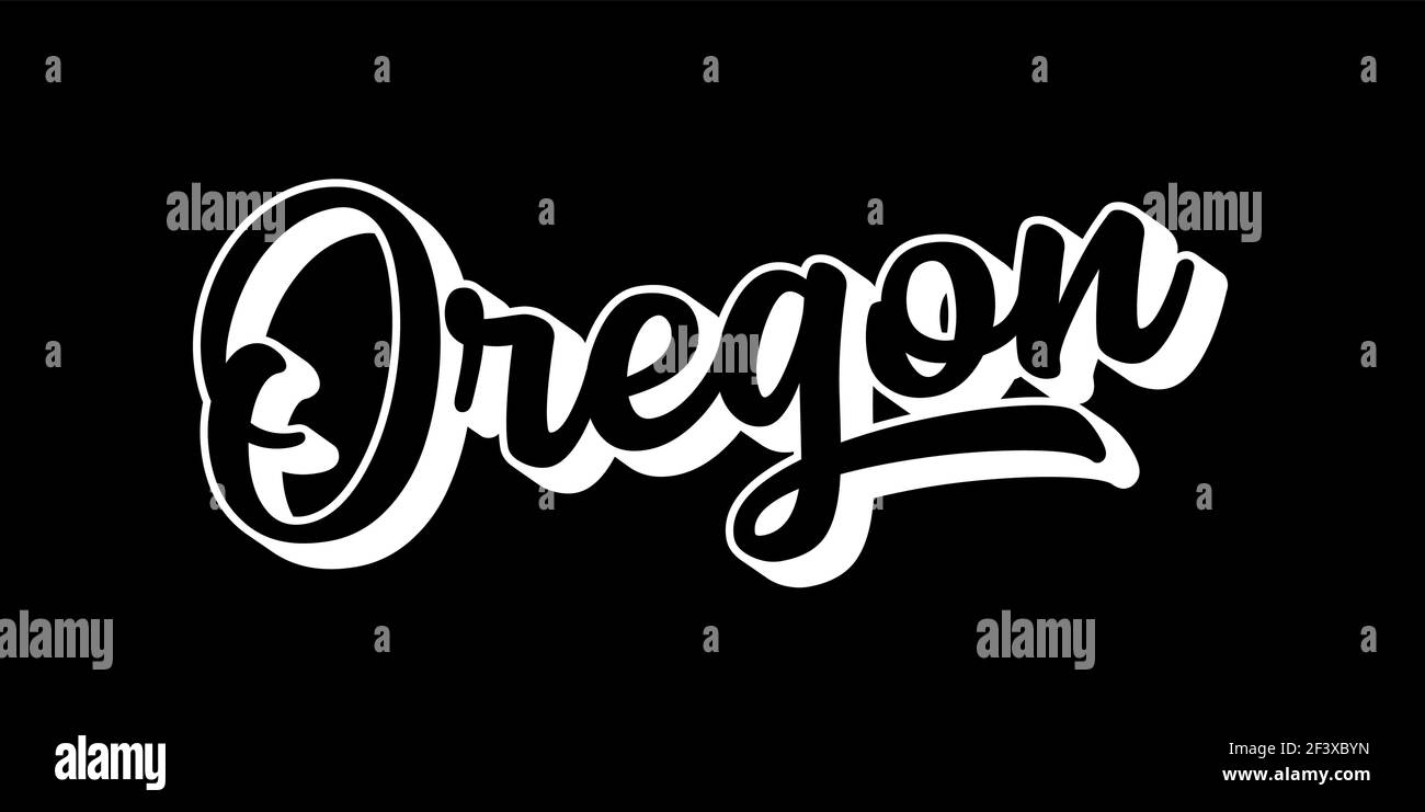 Hand sketched OREGON text. 3D vintage, retro lettering for poster ...