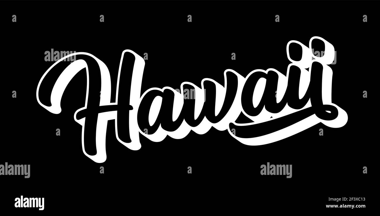 Hand sketched HAWAII text. 3D vintage, retro lettering for poster ...
