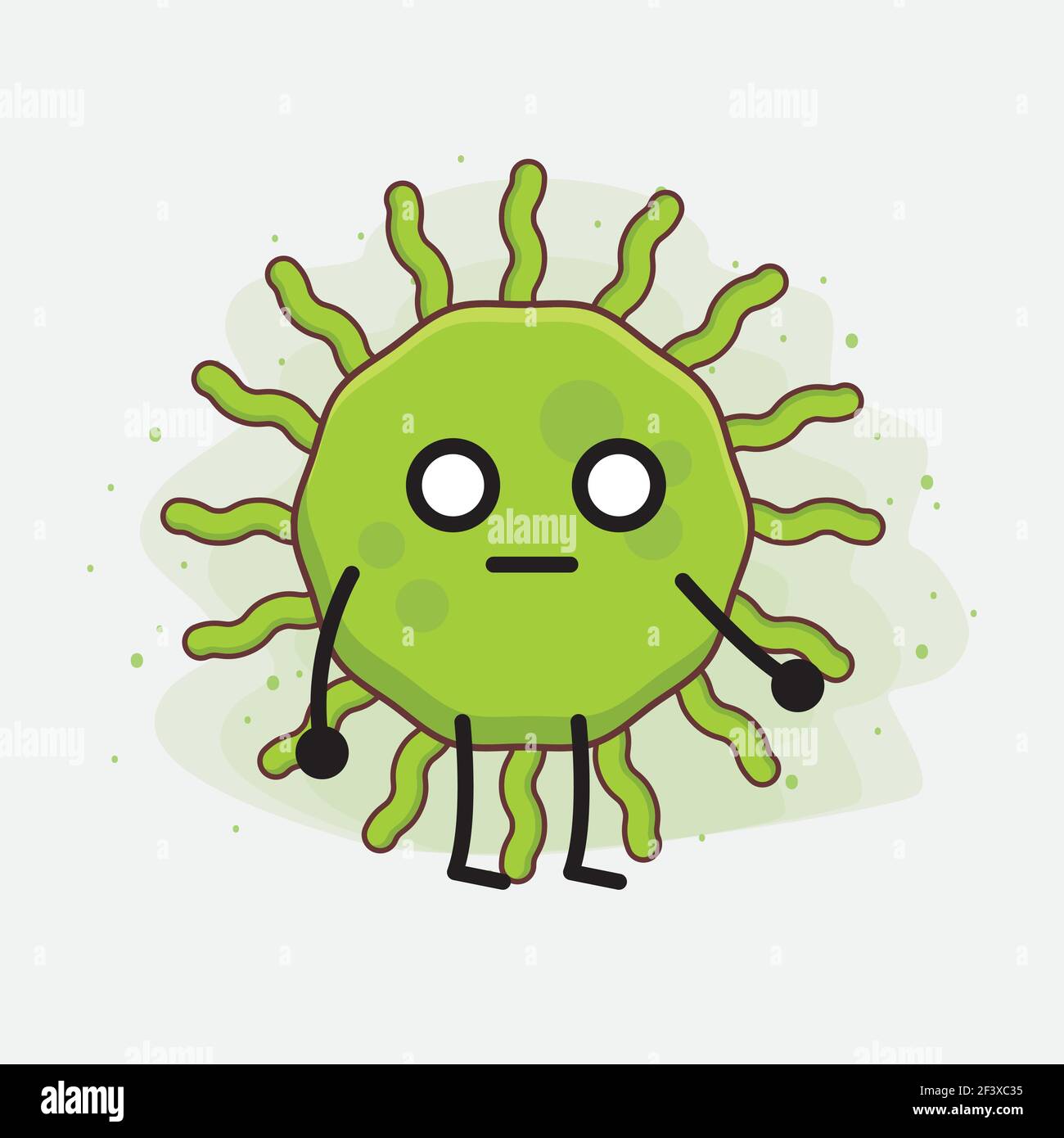 Vector Illustration of Virus Character with cute face, simple hands and ...