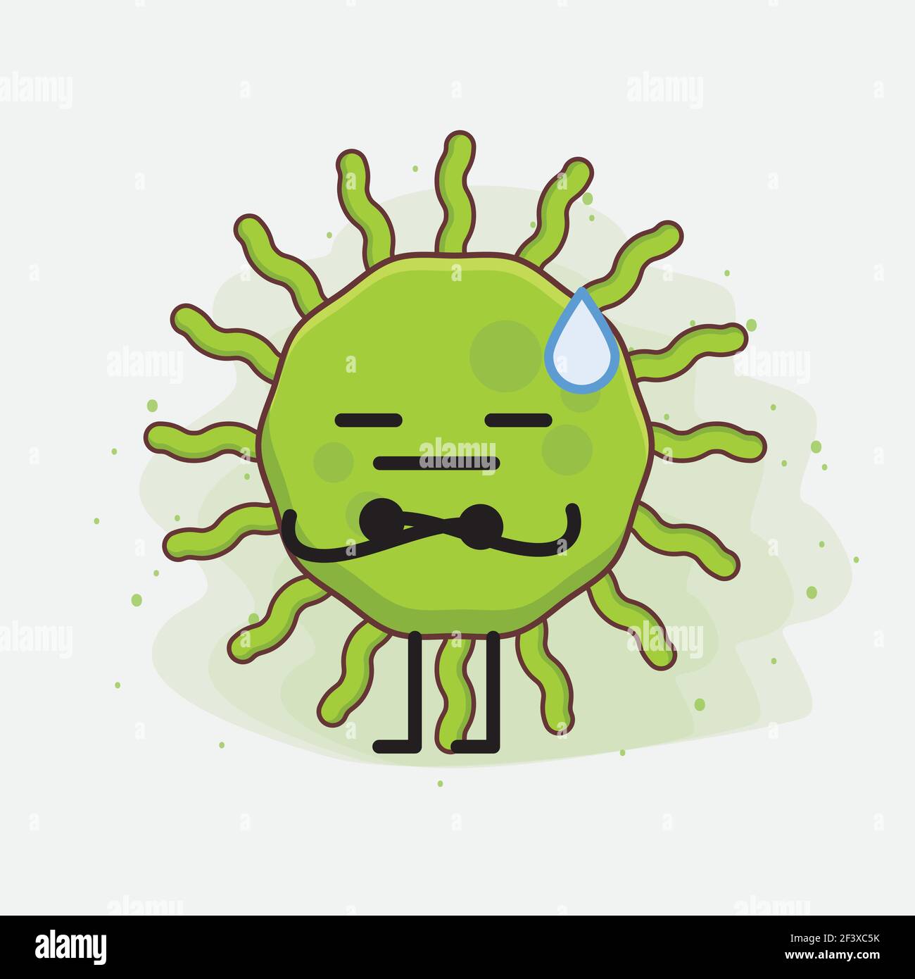 Vector Illustration of Virus Character with cute face, simple hands and ...