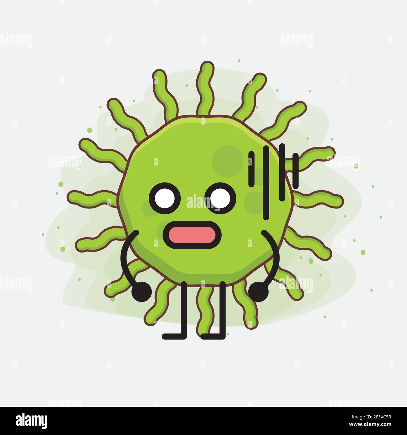 Vector Illustration of Virus Character with cute face, simple hands and ...
