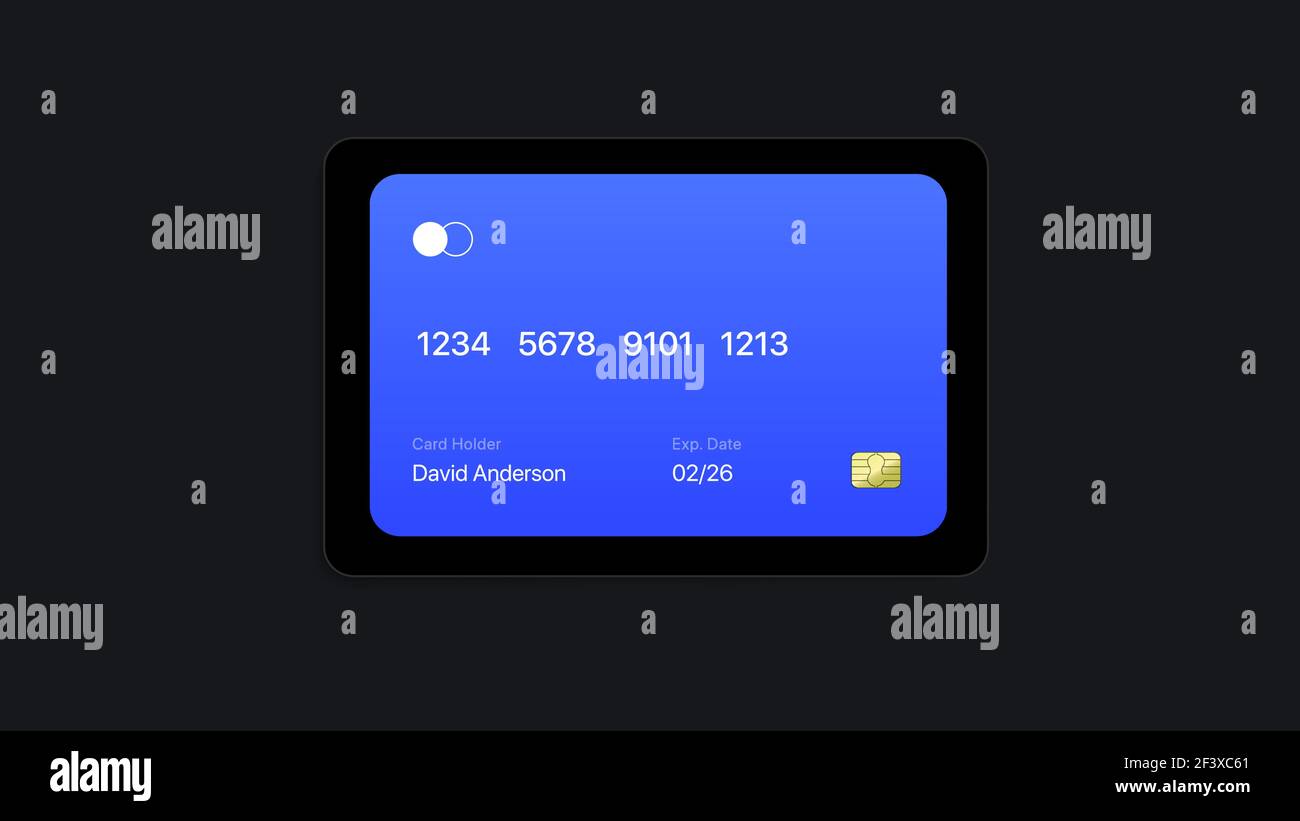 Flat Banking Card Digital Widget. UI Vector Illustration. Vector ...