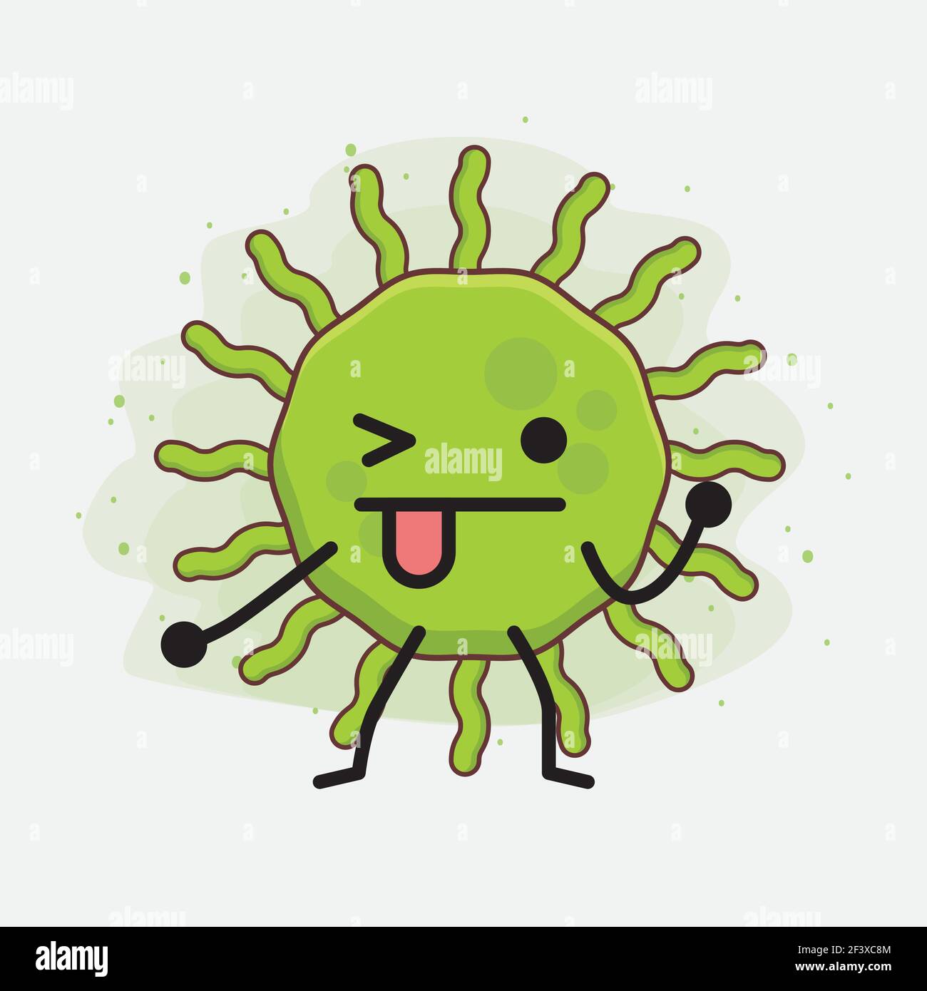 Vector Illustration of Virus Character with cute face, simple hands and ...