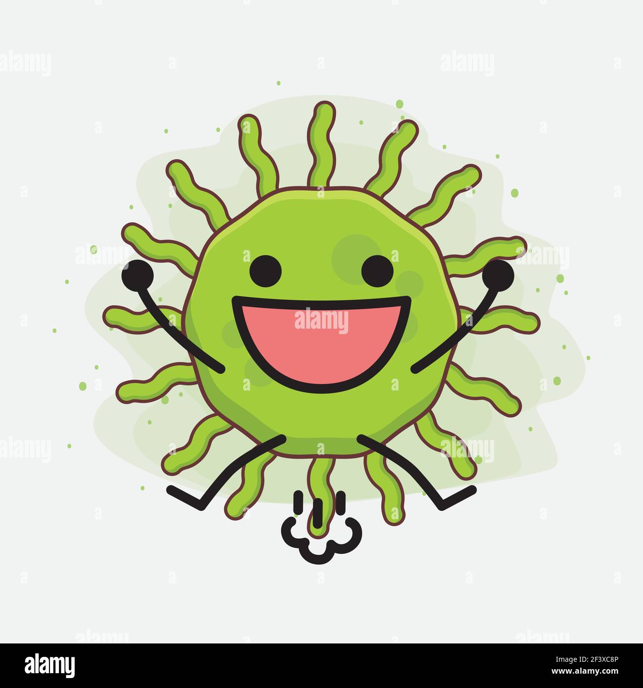 Vector Illustration of Virus Character with cute face, simple hands and ...