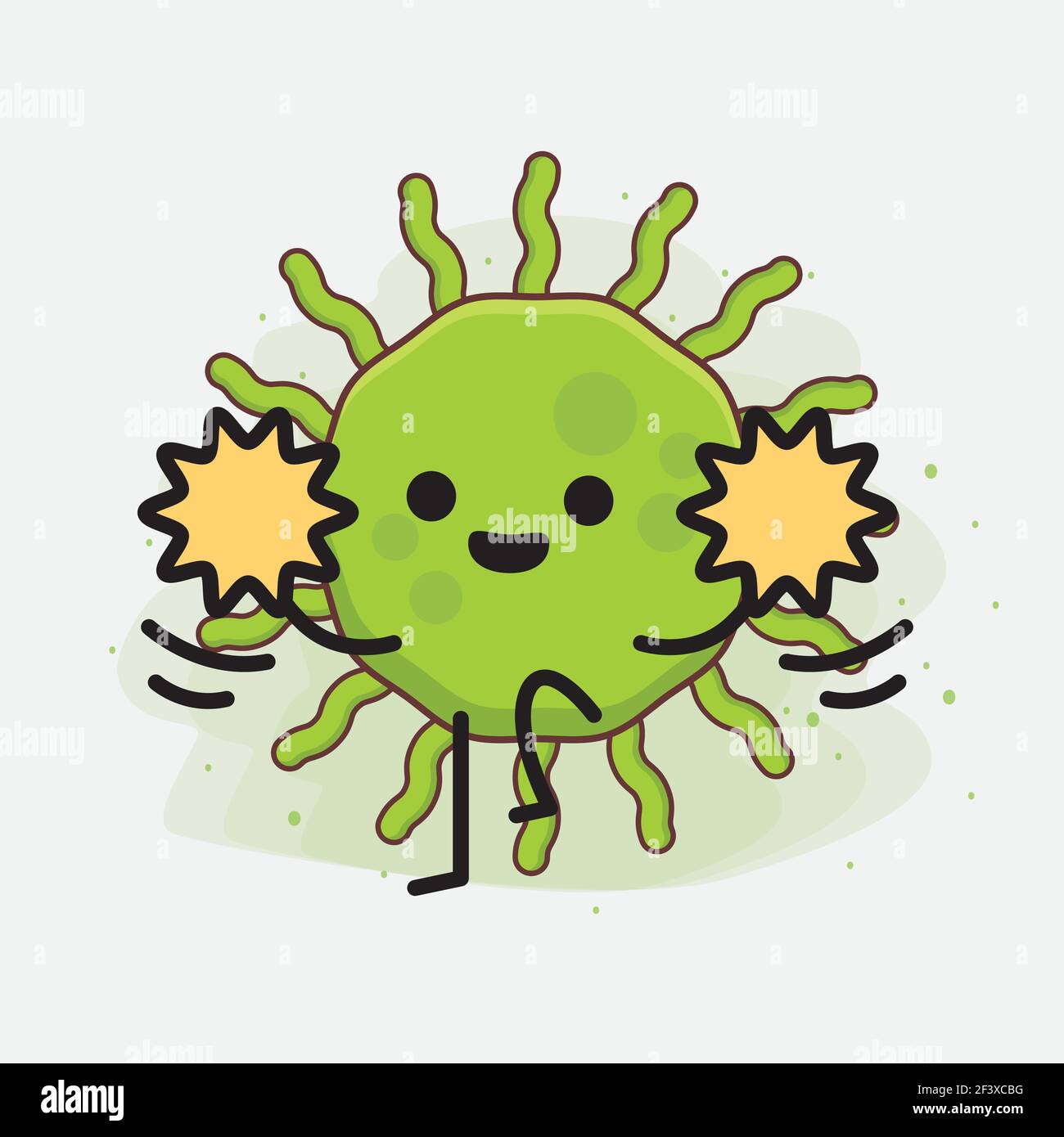Vector Illustration of Virus Character with cute face, simple hands and ...
