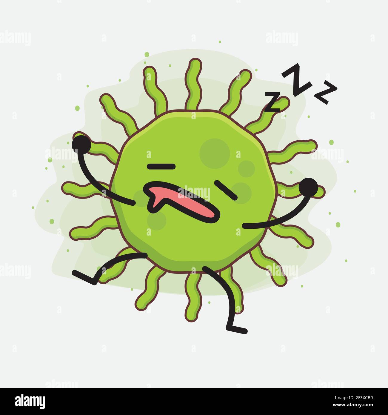 Vector Illustration of Virus Character with cute face, simple hands and ...
