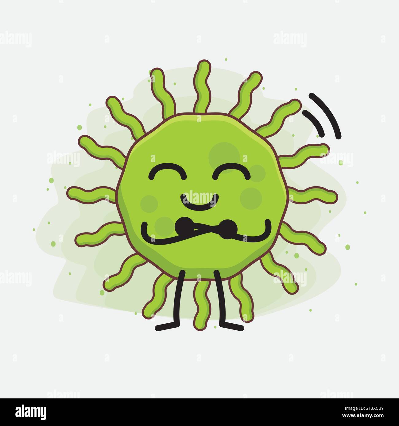 Vector Illustration of Virus Character with cute face, simple hands and ...