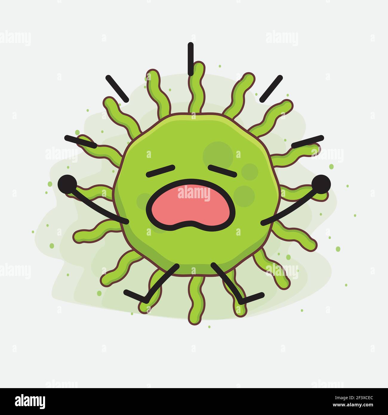 Vector Illustration of Virus Character with cute face, simple hands and ...