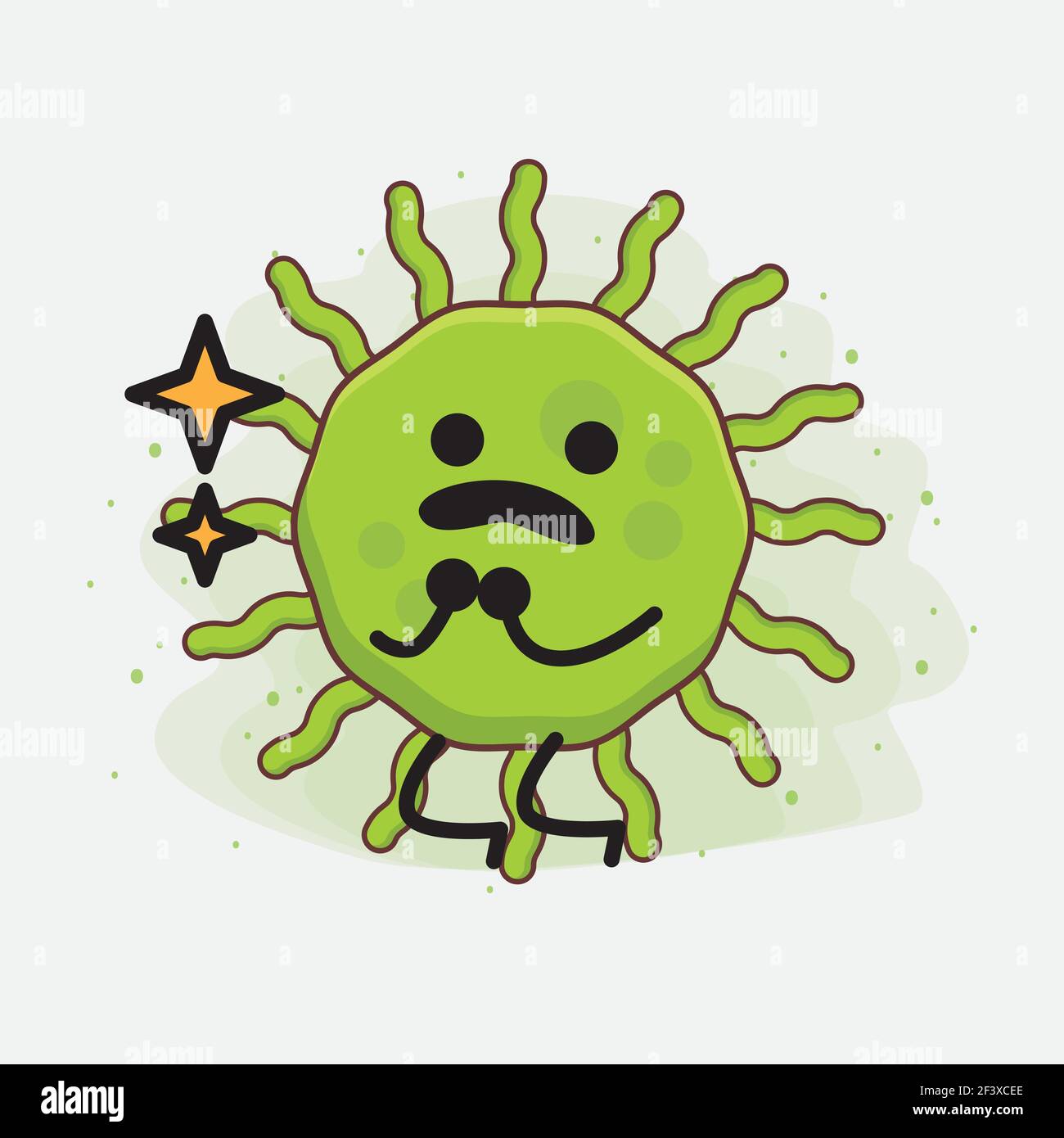 Vector Illustration of Virus Character with cute face, simple hands and ...