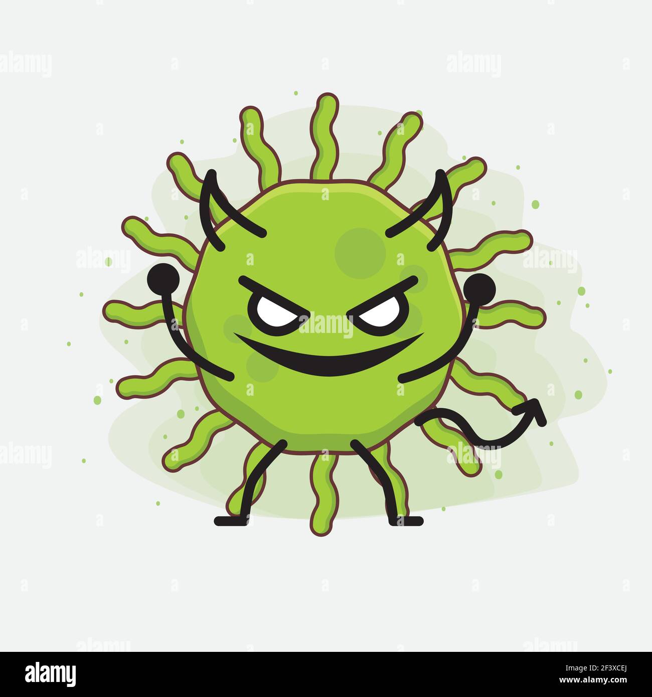 Vector Illustration of Virus Character with cute face, simple hands and ...