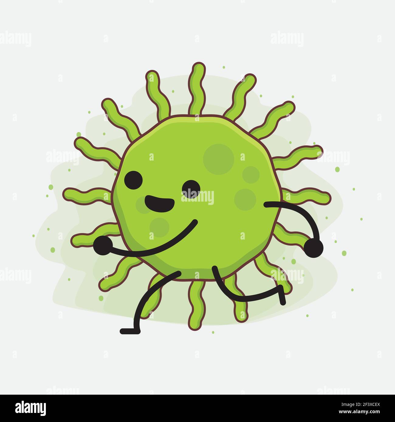 Vector Illustration of Virus Character with cute face, simple hands and ...
