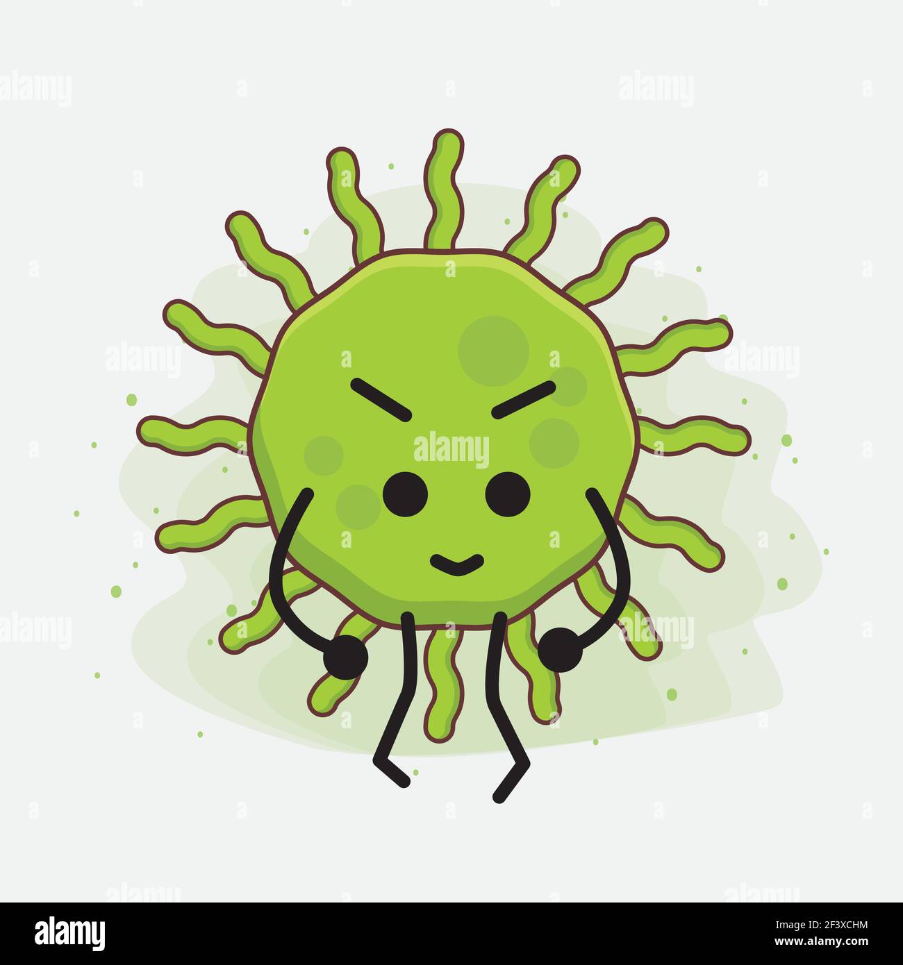 Vector Illustration of Virus Character with cute face, simple hands and ...