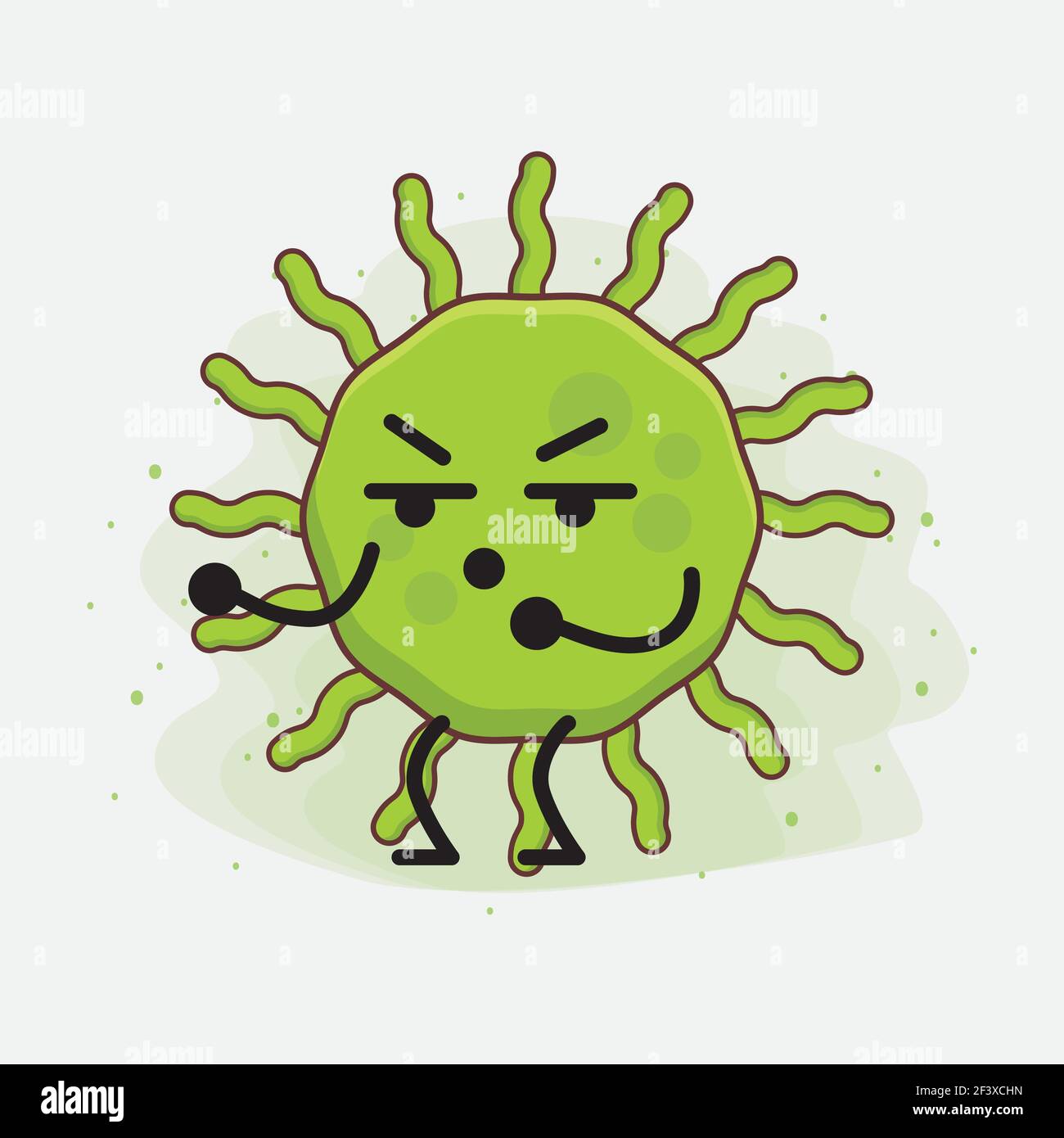 Vector Illustration of Virus Character with cute face, simple hands and ...