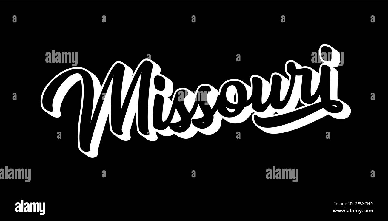 Hand sketched MISSOURI text. 3D vintage, retro lettering for poster ...