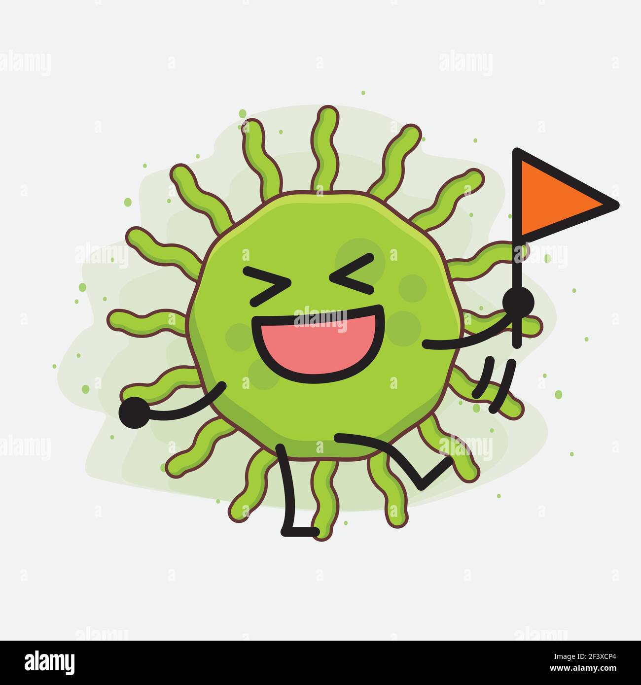 Vector Illustration of Virus Character with cute face, simple hands and ...