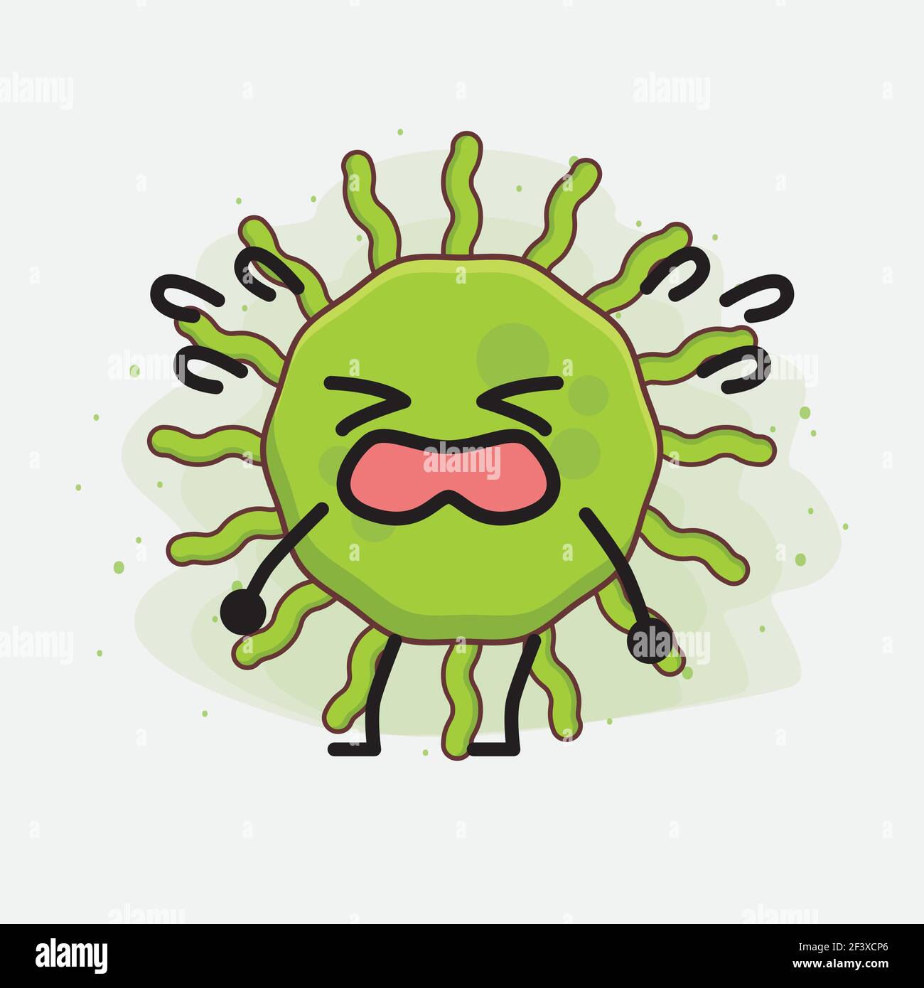 Vector Illustration of Virus Character with cute face, simple hands and ...