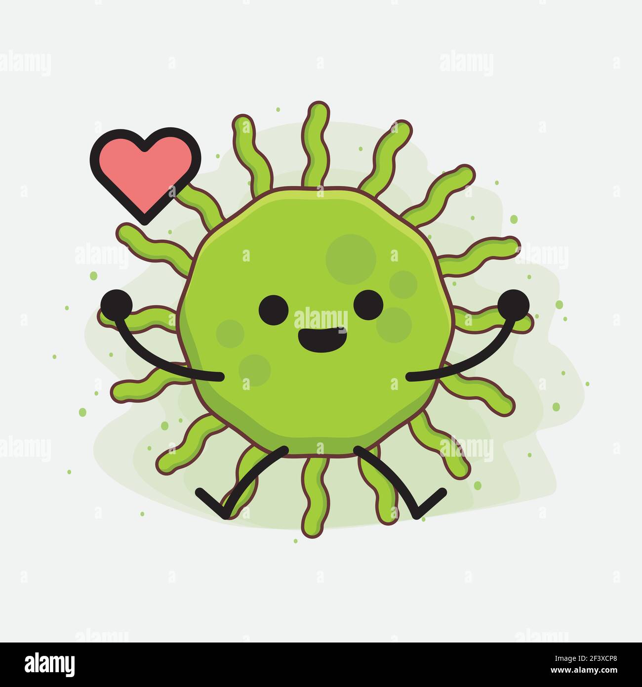 Vector Illustration of Virus Character with cute face, simple hands and ...
