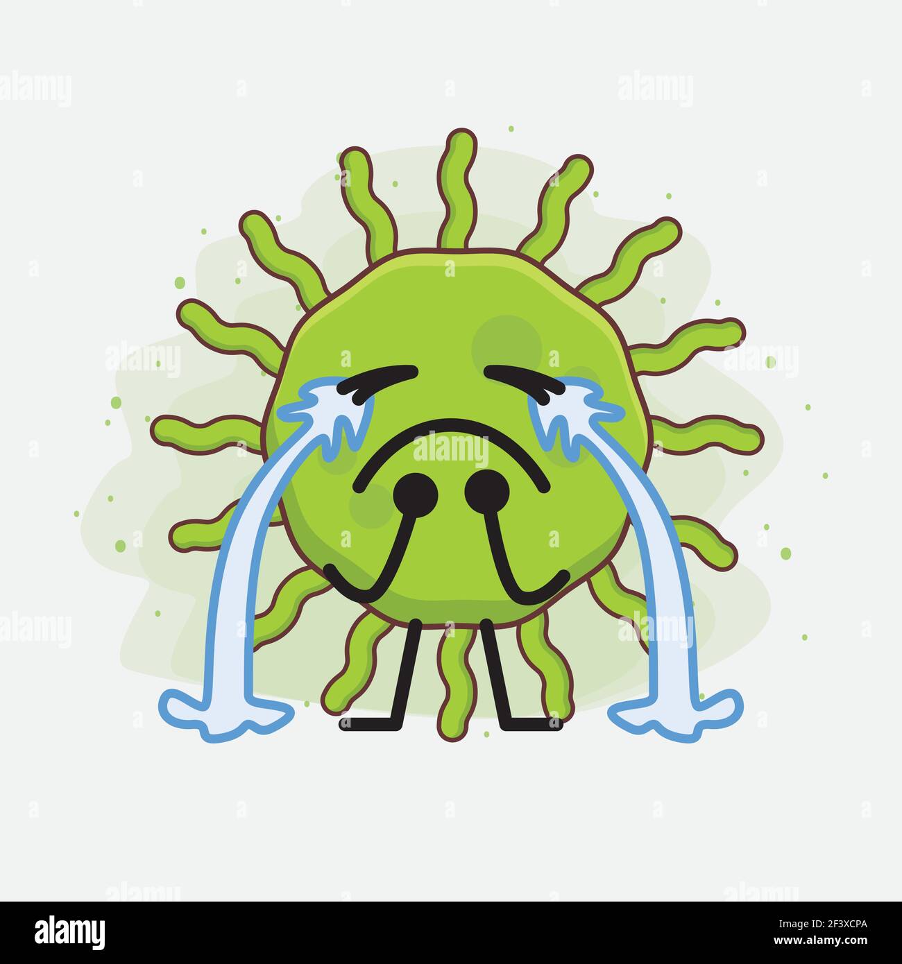 Vector Illustration of Virus Character with cute face, simple hands and ...