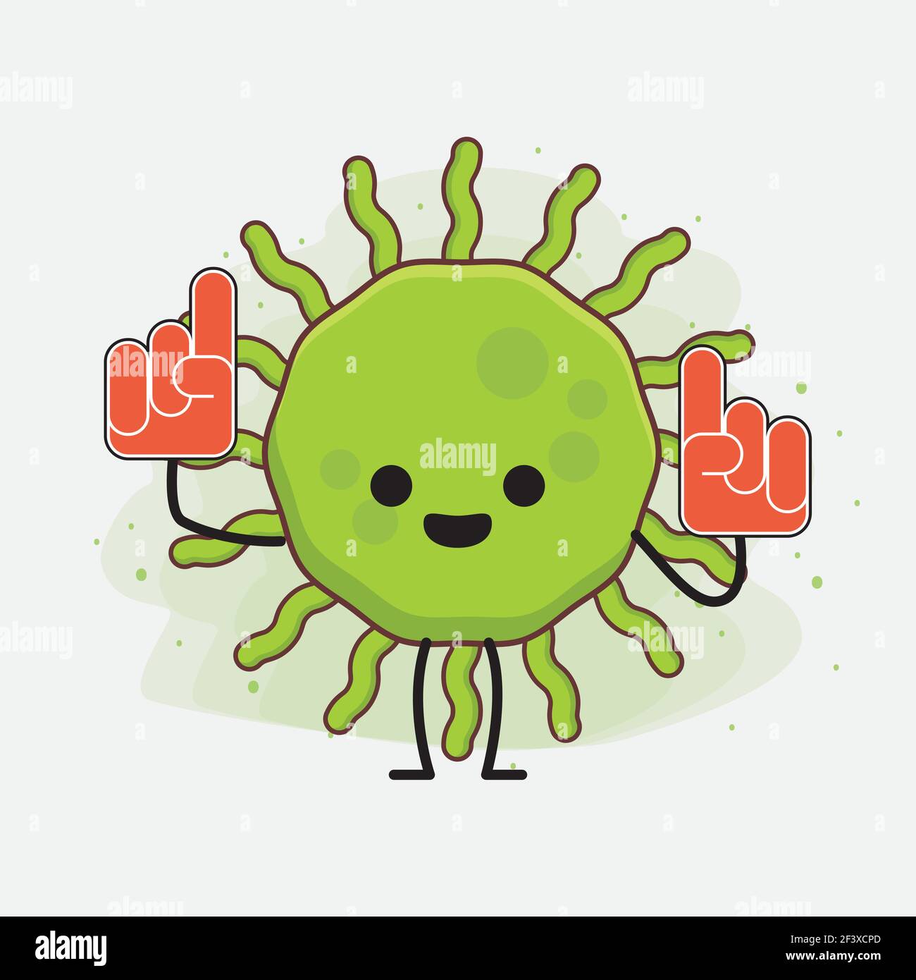 Vector Illustration of Virus Character with cute face, simple hands and ...