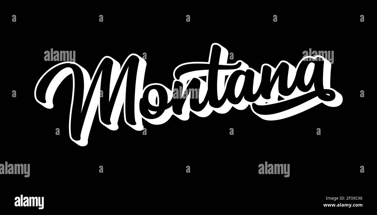Hand sketched MONTANA text. 3D vintage, retro lettering for poster ...