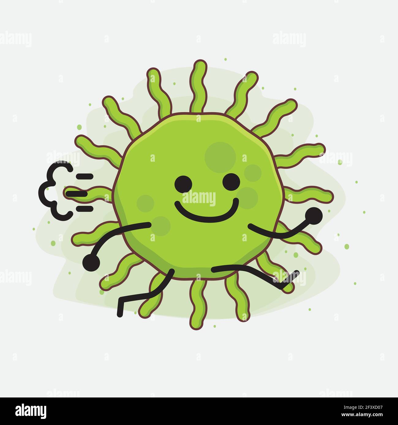 Vector Illustration of Virus Character with cute face, simple hands and ...