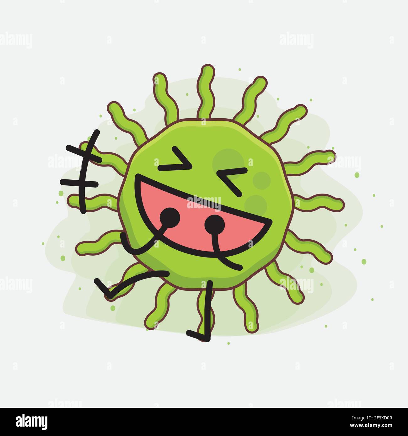 Vector Illustration of Virus Character with cute face, simple hands and ...
