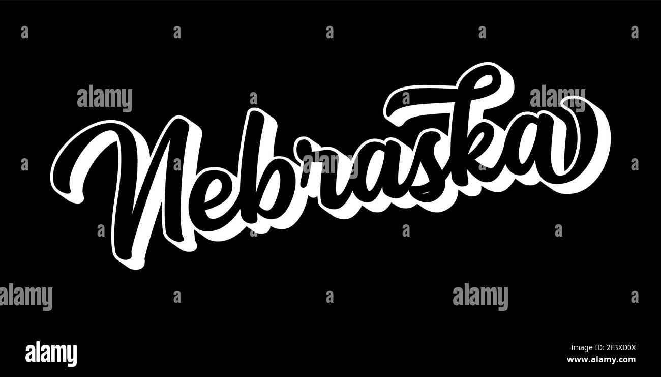 Hand sketched NEBRASKA text. 3D vintage, retro lettering for poster ...