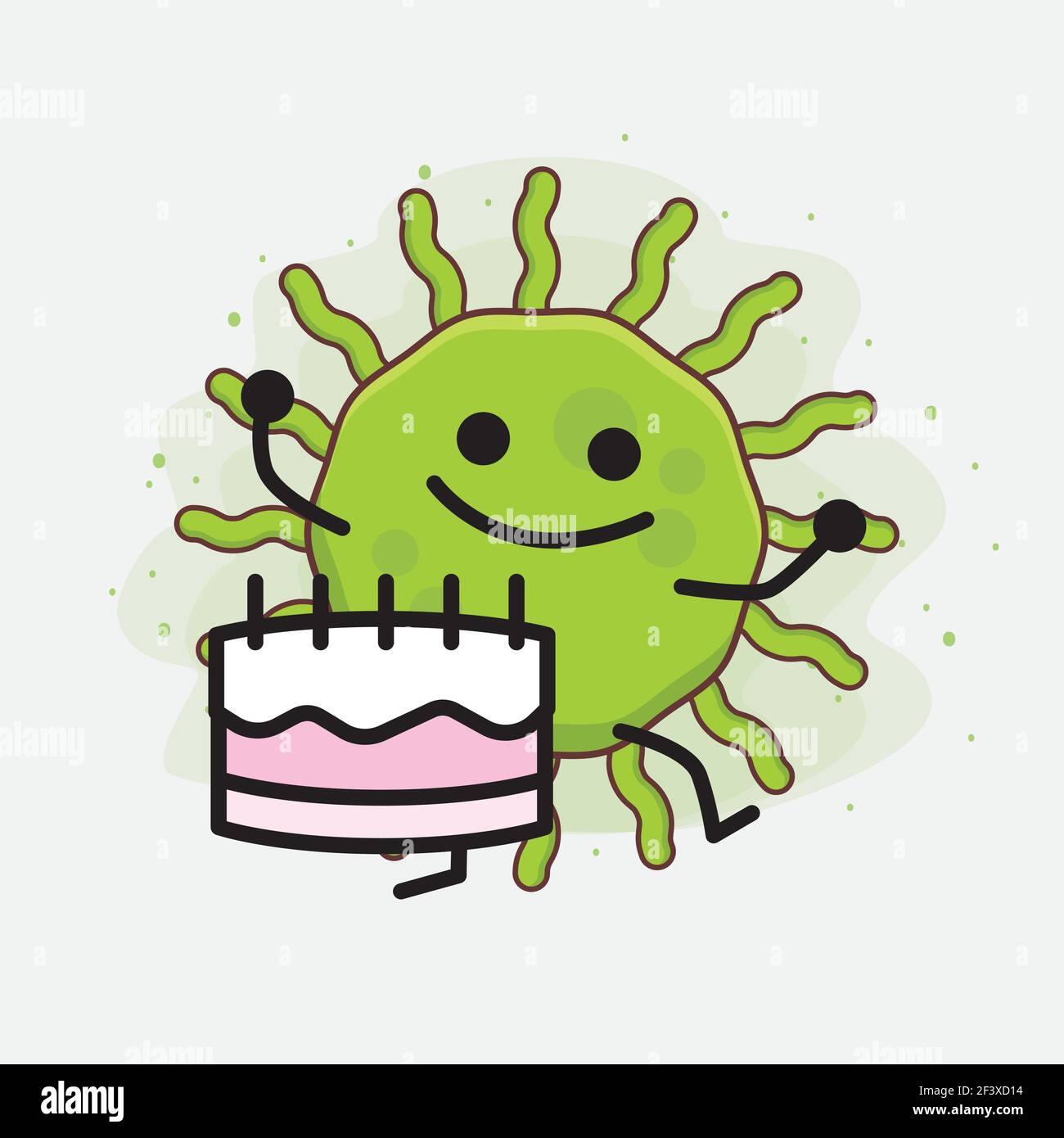 Vector Illustration of Virus Character with cute face, simple hands and ...