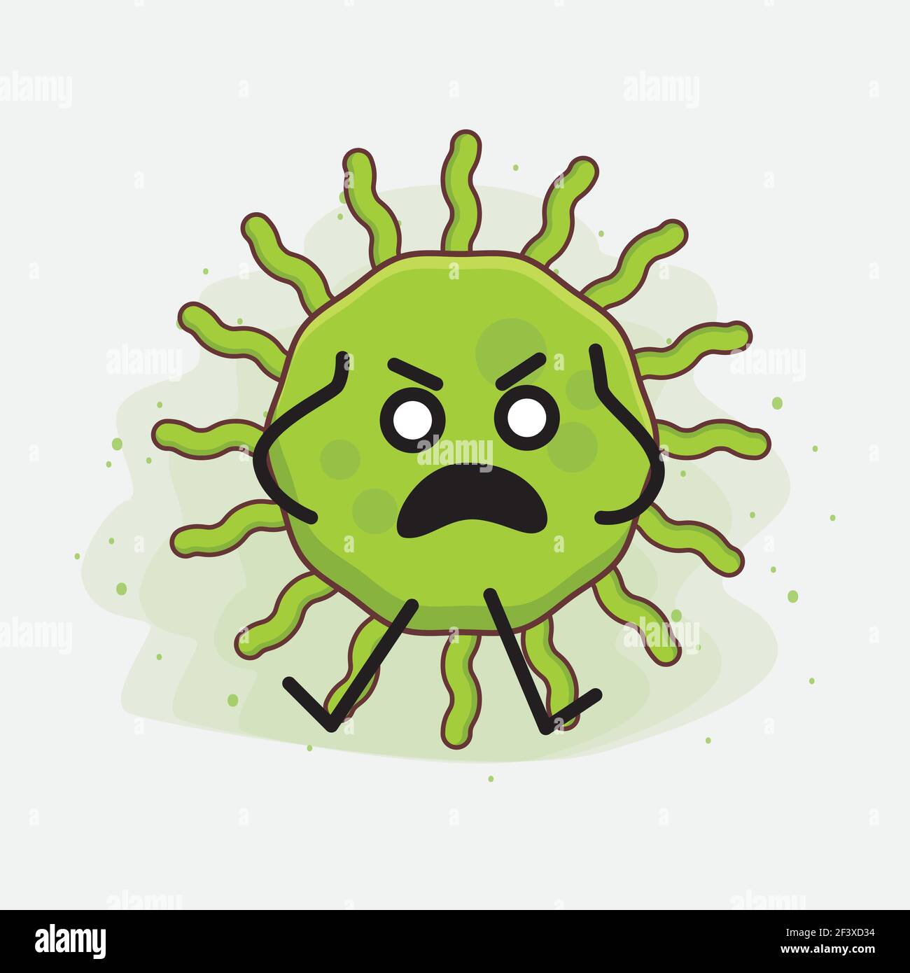 Vector Illustration of Virus Character with cute face, simple hands and ...