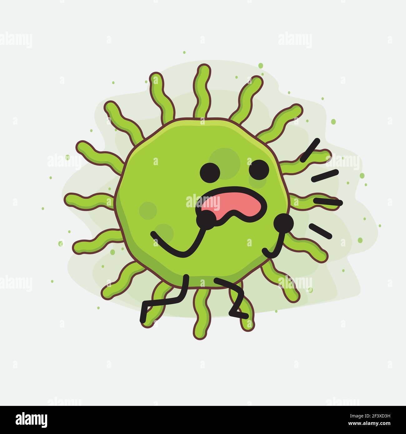 Vector Illustration of Virus Character with cute face, simple hands and ...