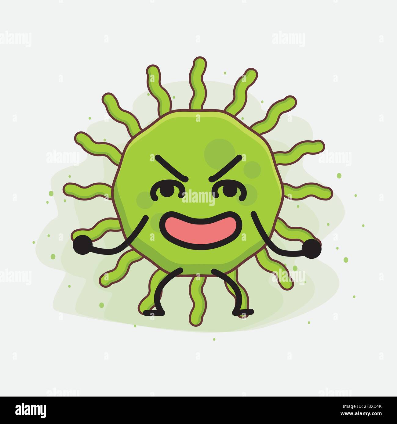 Vector Illustration of Virus Character with cute face, simple hands and ...