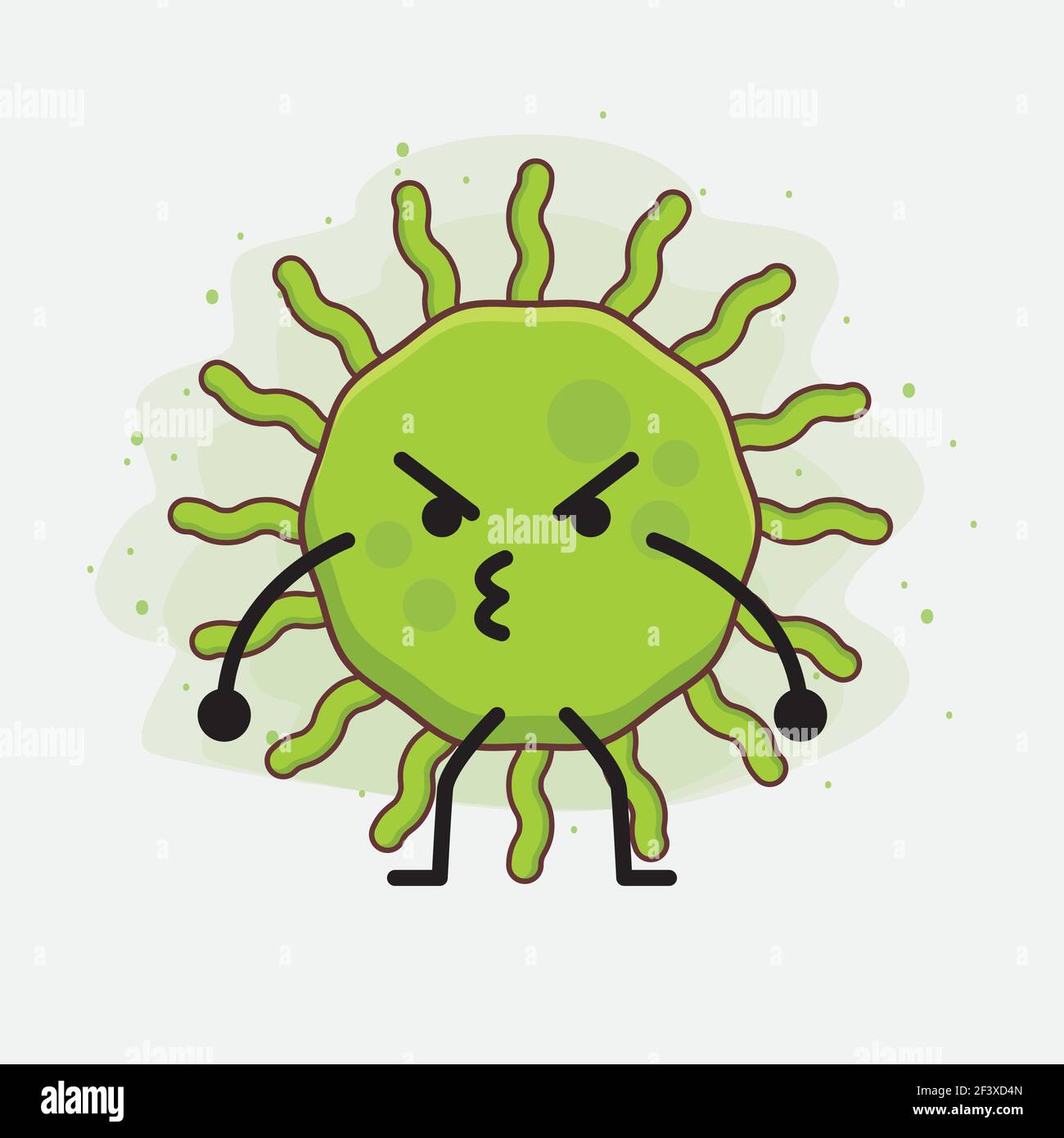 Vector Illustration of Virus Character with cute face, simple hands and ...