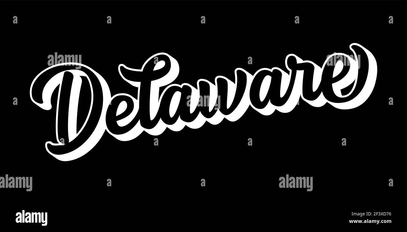 Hand sketched DELAWARE text. 3D vintage, retro lettering for poster ...