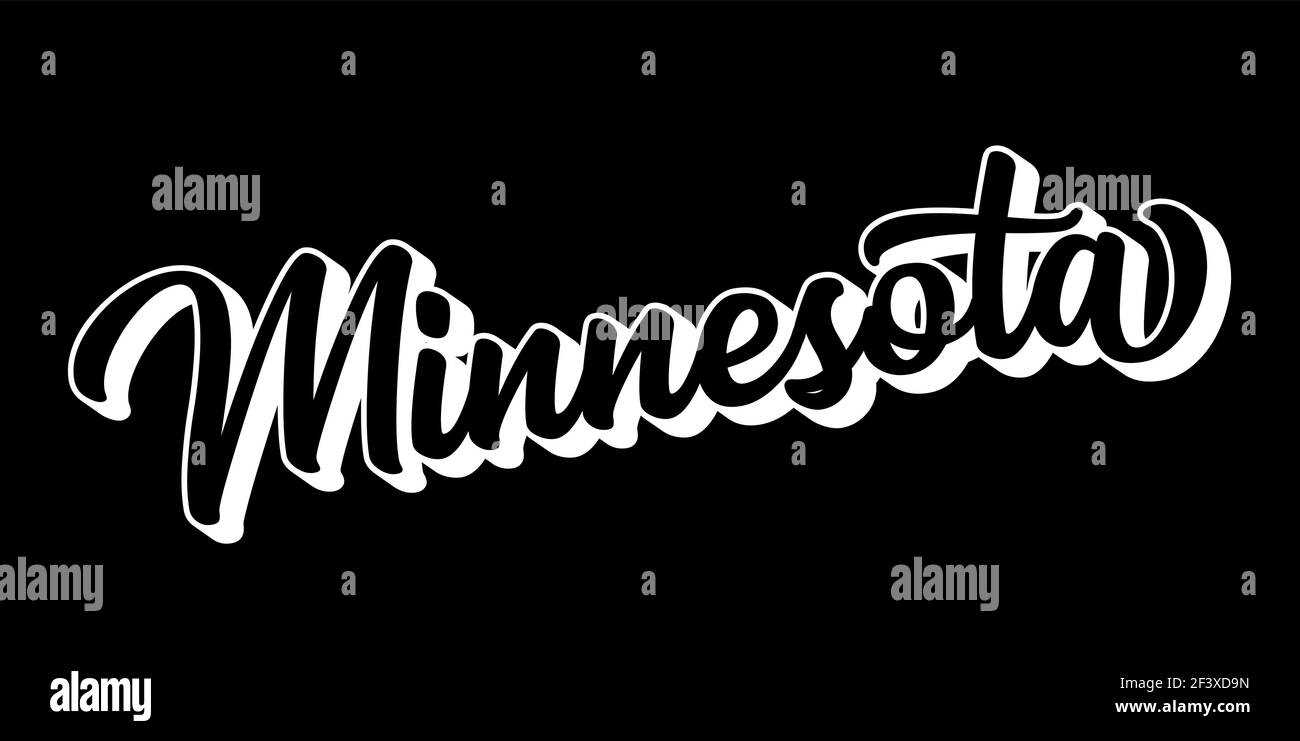 Hand sketched MINNESOTA text. 3D vintage, retro lettering for poster ...