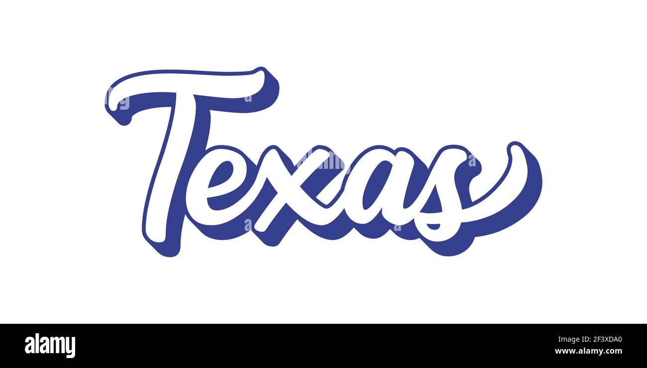 Hand sketched TEXAS text. 3D vintage, retro lettering for poster ...