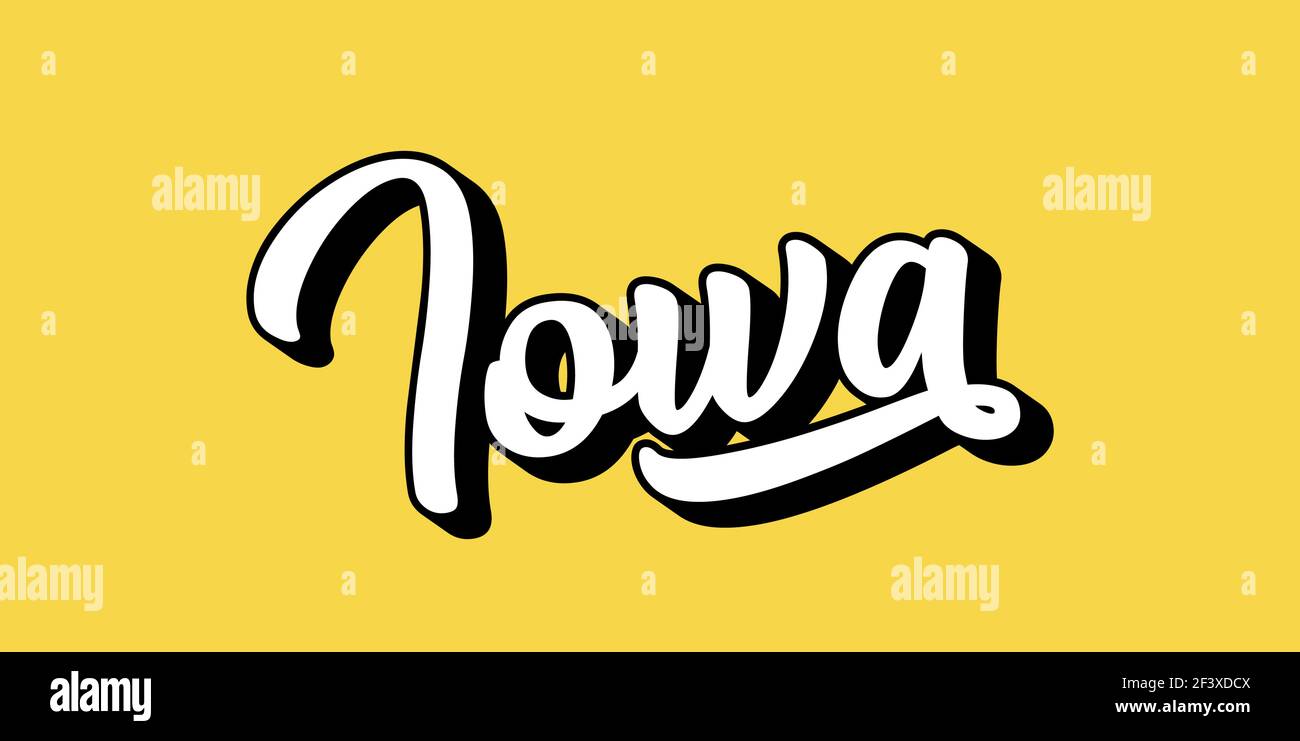 Hand sketched IOWA text. 3D vintage, retro lettering for poster ...